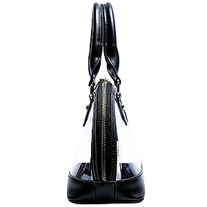 KKXIU Elegant Clear Crossbody Satchel Purse and Handbag Stadium Approved Vegan Leather Concert Bag for Women and Teen Girls (Black)