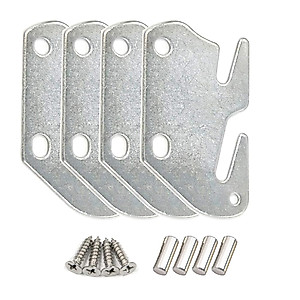 Bitray Wood Bed Plates Wood Bed Rail Hook Plates for Bed Frame Bracket Headboard Footboard Replacement - 4pcs