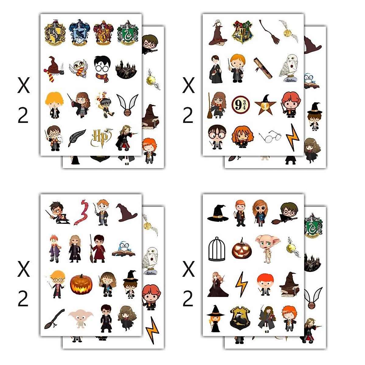 8 Sheets Harry Temporary Tattoos for Kids, Potter Birthday Party Decorations Party Favors for Kids Party Supplies