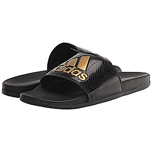 adidas Women's Adilette Comfort Slides Sandal, Black/Gold Metallic/Black, 7