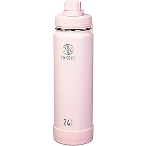 Takeya Actives Insulated Stainless Steel Water Bottle with Spout Lid, 24 Ounce, Blush and Arctic