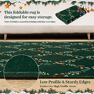 Seavish 2024 Christmas Area Rug 5x7 Area Rugs for Living Room Low Pile Soft Washable Rugs for Bedroom Aesthetic Xmas Green Diamond Floor Cover Carpet Rug for Dining Room Nursery Playroom Home Office