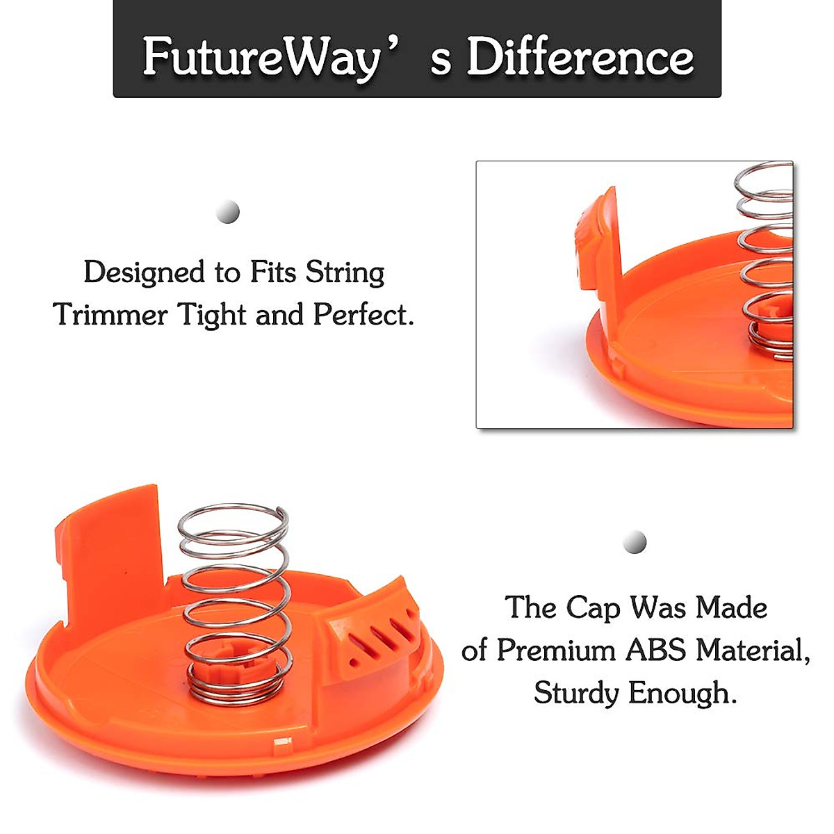 FutureWay Weed Eater Spool Compatible with Black Decker GH900 LST201 Cordless Trimmer, 0.065" 30foot Strimmer Trimmer Spools for AF-100, 6 Spools and 1 Cap