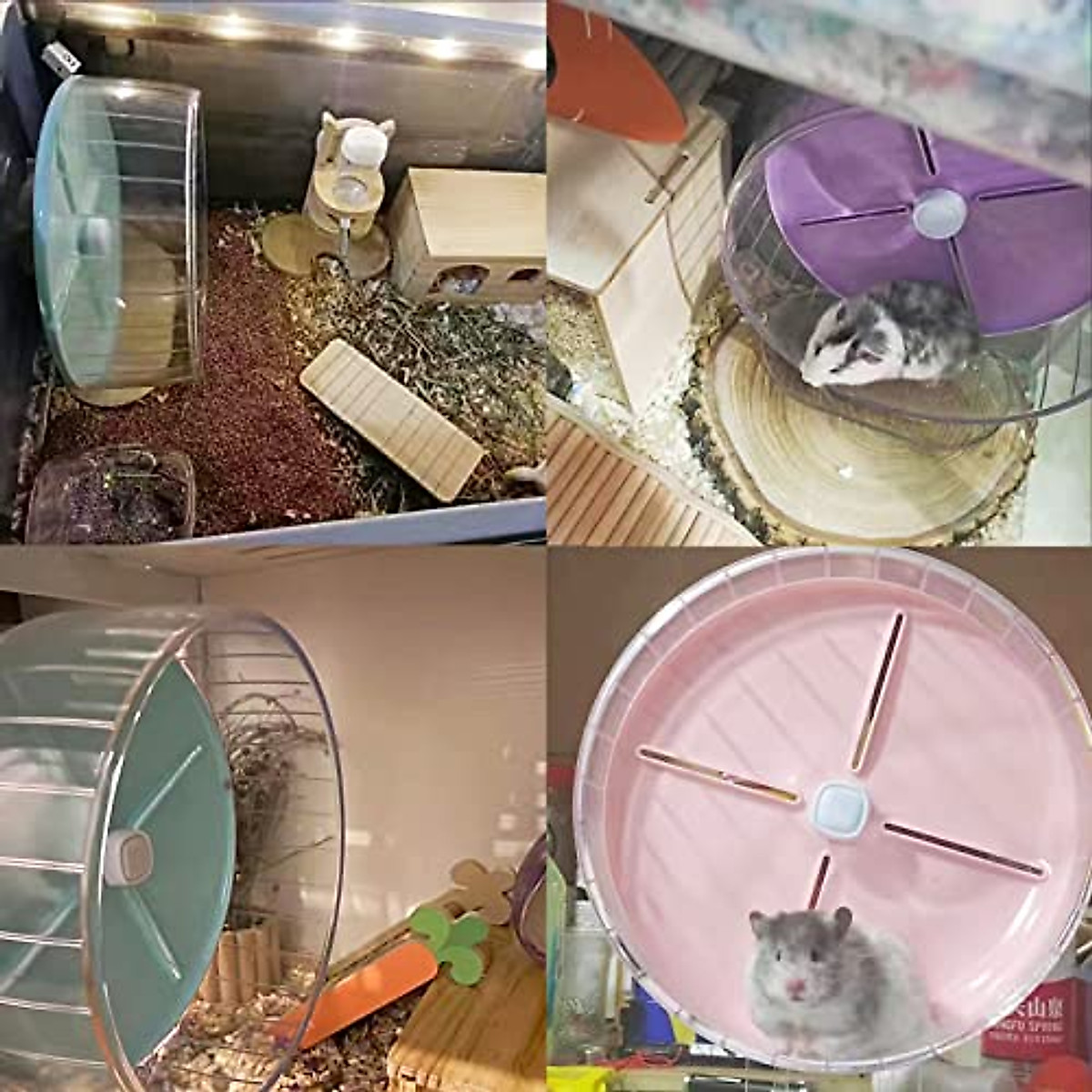 Hamster Silent Exercise Wheel Quiet Spinning Candy-Color Running Wheels with Height-Adjustable Stand for Hamster Gerbils Dwarf Hamster Mice Rat Teddy Hamster