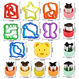 26Pcs Sandwich Cutters set for Kids, Vegetable Cookie Cutters with Comfort Grip, Stainless Steel Fruit Shape Cutters, Cartoon Animal Bento Food Cutter Stamps, Bread Cutters with 10 Cartoon Toothpicks