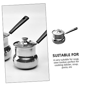SHERCHPRY Milk Frothing Pitcher Stainless Steel Melting Pots Mini Milk Pot Butter Warmer Pan Miniature Saucepan Turkish Coffee Maker Soup Pot with Lid Cover for Kitchen 700ml Espresso Accessories