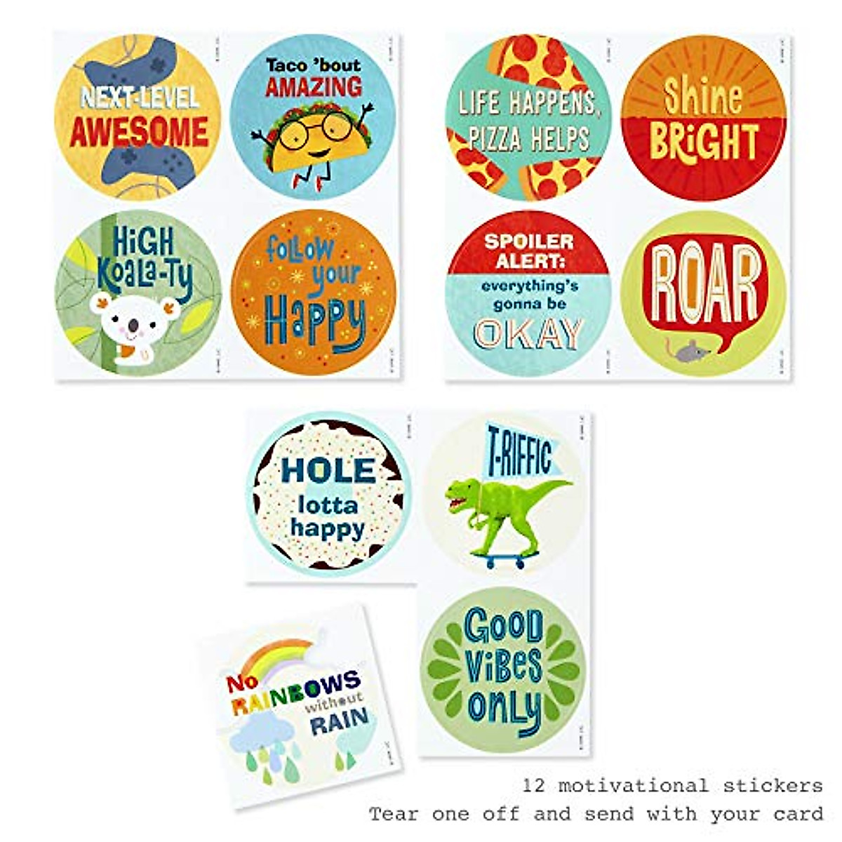 Hallmark Encouragement Cards Assortment For Kids Or Adults (12 Cards and Envelopes, 12 Stickers), Model: 5STZ5110