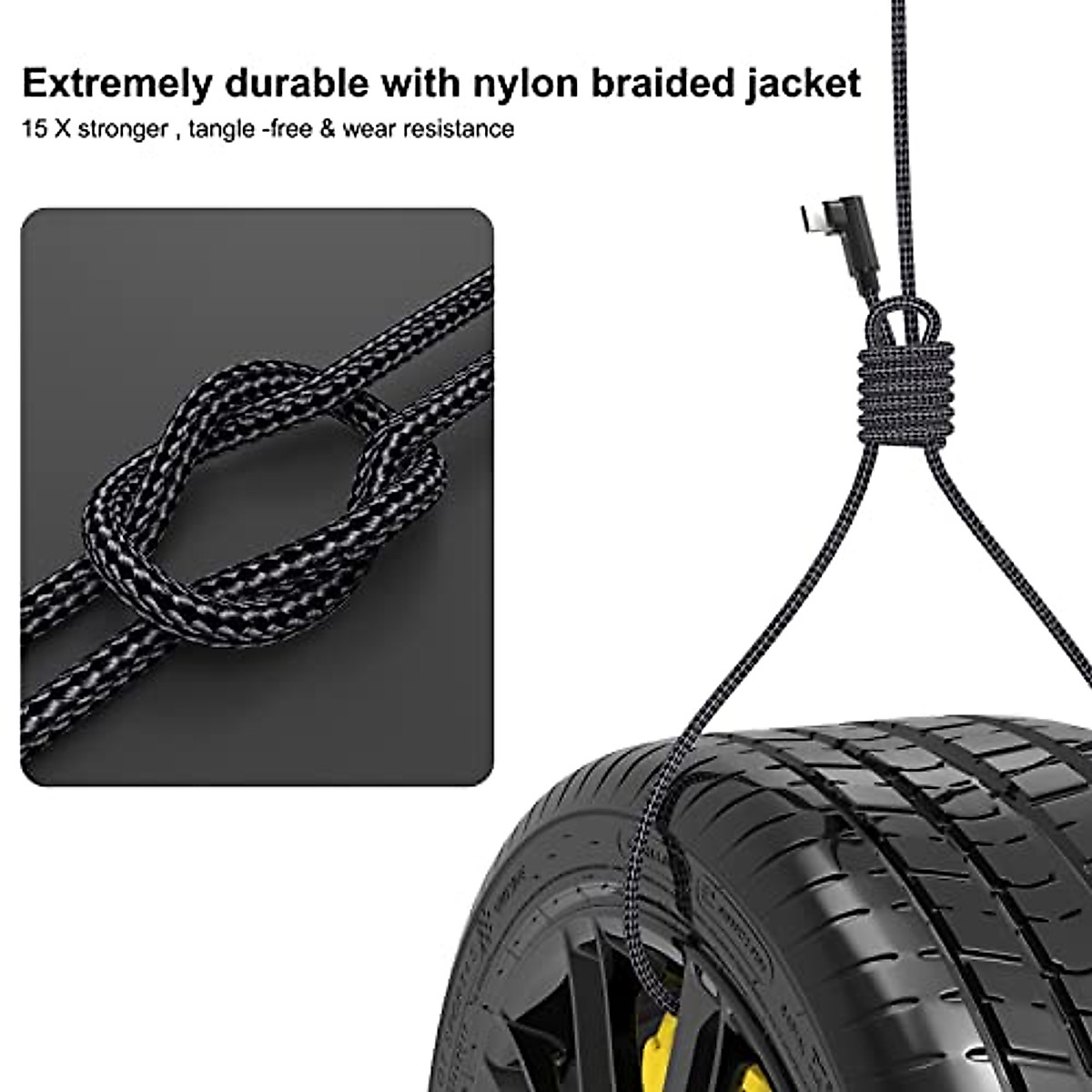 ANSEIP USB C to USB C Cable 100W [6ft 2 Pack] 90 Degree Type C Cable Nylon Braided Fast Charge for MacBook Pro 2020, iPad Pro, iPad Air, Galaxy S20, Pixel, Switch, LG Tablet etc (Black,6 Feet)