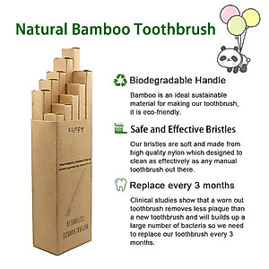 10 Pack Bamboo Toothbrushes, YOURSEE Natural Bamboo Toothbrush Eco-Friendly Organic Biodegradable Bamboo Handle and BPA Free Soft Bristles For Sensitive Gums