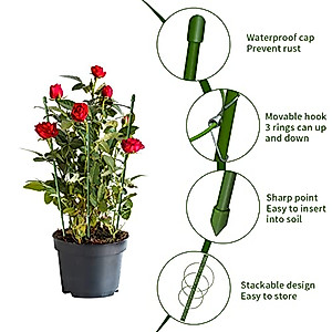 4 Pack Tomato Cage for Garden Plant Support, 18 inches Small Tomato Trellis with Adjustable Rings, Plant Stakes for Peony Support, Tomato Stakes Rings for Climbing Plants