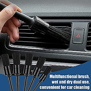 10PCS Car Detailing Kit Set, Auto Interior Cleaning Wire Brush Set, Boar Hair Duster Brushes for Cleaning Car Interior Exterior, Wheels, Dashboard, Air Conditioner, Engines, Leather (Black)