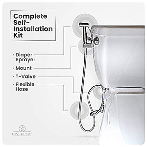 Easy-Install Cloth Diaper Sprayer for Toilets – Luxury Handheld Bidet Attachment – Multi-Use Toilet Faucet with Simple Pressure Control (Curved Sprayhead)