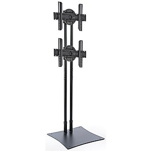 Displays2go DSTAND2BK Heavy Duty TV Stand for Dual HDTV Mounts, 32-70 Inch, Stationary