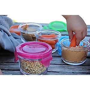 Wean Green Round Wean Bowls 6oz/165ml Baby Food Glass Containers - Pea (Set of 4)