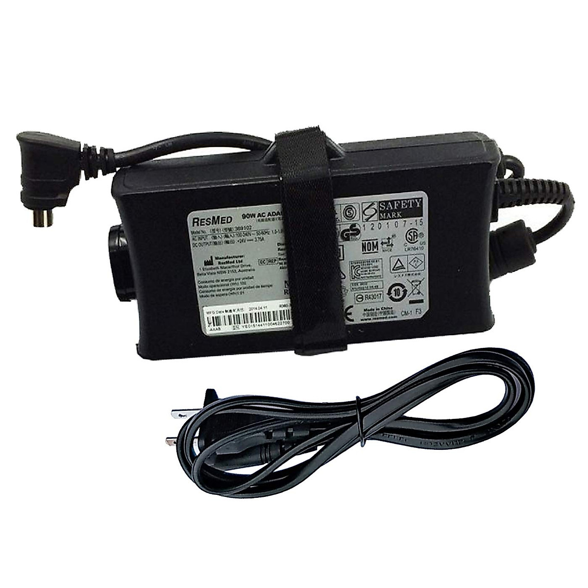 Genuine 3-Pin +24V 3.75A 90W AC/DC Adapter Compatible with ResMed S9 Series Model 369102 90 W IP21 DA90C24 R360-7213 Res Med CPAP Machine IP-21 DA-90C24 R3607213 External 90Watt Power Charger