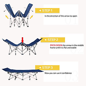 GETOVIN Cot, Camping Cot with Comfortable Thick Pad Cots for Sleeping Heavy Duty Camping Bed Folding Cot Double Layer Oxford with Carry Bag for Home Nap Outdoor Travel