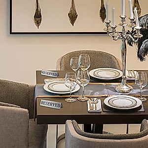 Metal Reserved Table Signs Reserved Sign Reserved Desk Signs Double Sided Table Stand Tents Sign Reserved Seating Signs for Wedding Restaurant Parties Ceremony, 5.91 x 3.15 Inch (Silver, 24 Pcs)