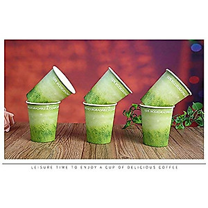 A+ DESIGN Special Green Grass Design Paper Hot Coffee Cups Eco-friendly,100% Blodegradable&Compostable (Green grass, 100 count, 8 oz)