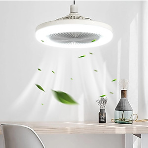 Socket Fan Light With Remote 10", Fan With Light 2,400 Lumen/6,500 Kelvin, Infinitely Adjustable, Light Socket Fan For Small Spaces Damp/Ventless, Need Ventilation & Airflow to Dry