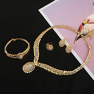 Huangshanshan 24K Gold Plated Jewelry Set White Stone Choker Jewelry Set Habesha Eritrea