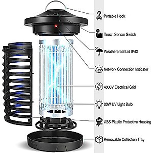 Smart Bug Zapper Indoor Outdoor Flying Insect Trap, Electric Zappers can be APP Remote and Voice Control, Compatible with Alexa and Google Home