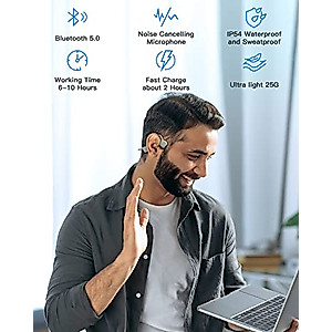 Bone Conduction Headphones, Open Ear Headphone Bluetooth Wireless with Mic, Sports Waterproof Sweatproof Headset, Conducting Induction Earbuds Earphones for Running Cycling Walking Workout Gym Work