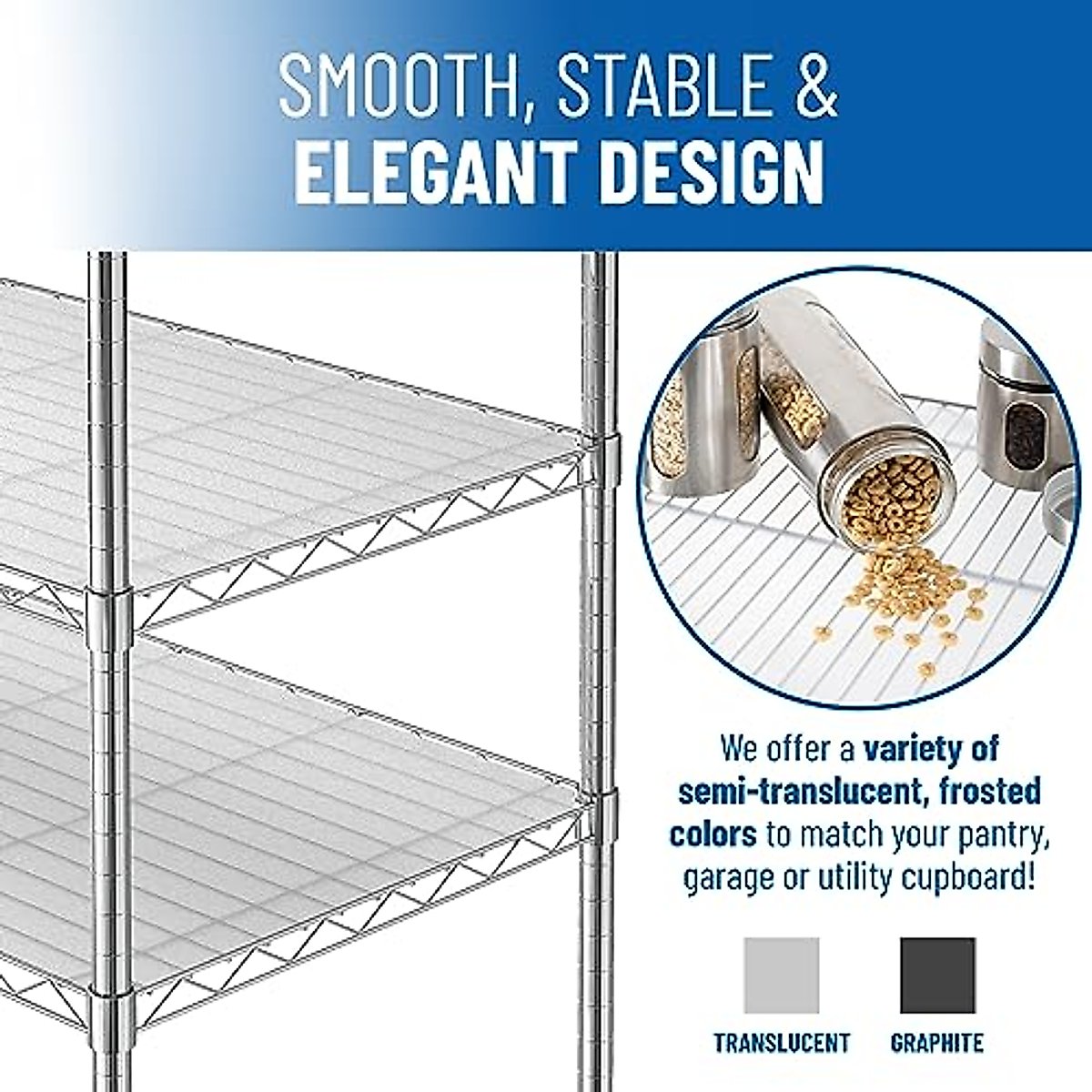 Shelf Liners for Wire Shelf System - Set of 5 in Graphite - 14 x 30 inch - Plastic Wire Shelving Shelf Mats