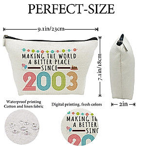 21st Birthday Gifts for Women, Funny 21 Year Old Gift Makeup Bag, 2003 21st Birthday Makeup Bags for Her, Mom, Aunt, Wife, Sister, Coworker, Friend, Making The World a Better Place Since 2003