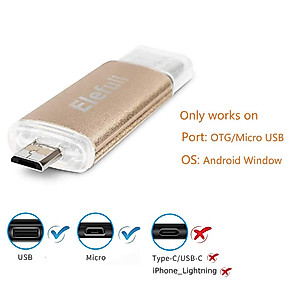 USB Flash Drive 64GB for Android Smart Cell Phone Tablet Computer Car Player TV Projectors Free Up Phone Storage Space Only Works On Phone with Micro USB Port Copy Photos Video (64GB Gold)