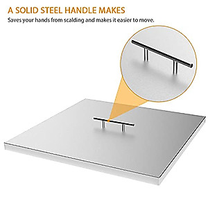 AJinTeby Fire Pit Lid Fits 18” Square Burner Pan, 21" x 21" Stainless Steel Fire Pit Burner Cover, Fire Pit Cover Rectangular Burner Pan