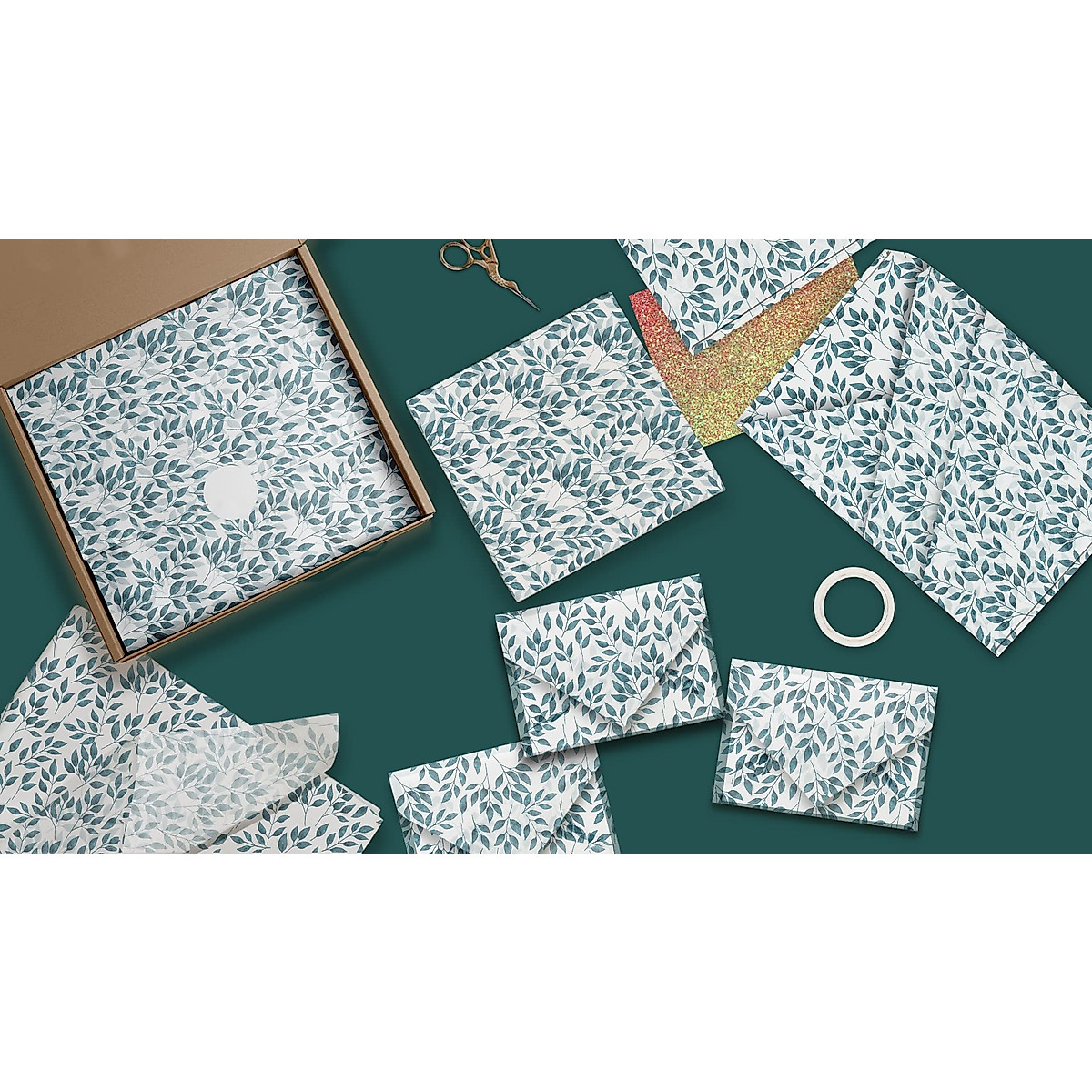 Printed Tissue Paper - Decorative Tissue for Decoupage - Fall Tissue Paper - Teardrop Leaves Tissue Paper | 24 Sheets 20" x "30"