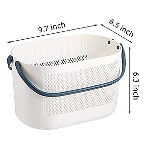 AVLA 4 Pack Portable Shower Caddy Basket, Plastic Storage Baskets with Handles, Drainage Toiletry Organizer Bin, Dorm Shower Tote Bag for Bathroom, Kitchen, Closet, Bedroom, College, Gym, Camp