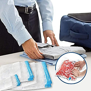 Spacesaver Premium Travel Roll-Up Storage Bags with Double-Zip Seal and Triple-Seal Turbo Valve, Get Maximum Space Saving and 80% More Storage (Travel 8 Pack)
