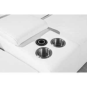 Blackjack Furniture Venice 8 Piece Sectional Sofa with 3-Power Recliners, Features Adjustable Headrest, Lumbar Support, USB and Wireless Charging Station, Extra Large Storage, 1 Console, White