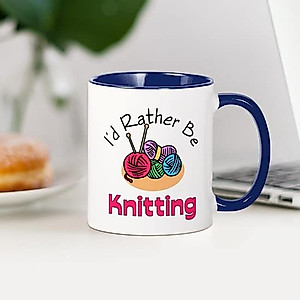 CafePress I'd Rather Be Knitting Mug Ceramic Coffee Mug, Tea Cup 11 oz