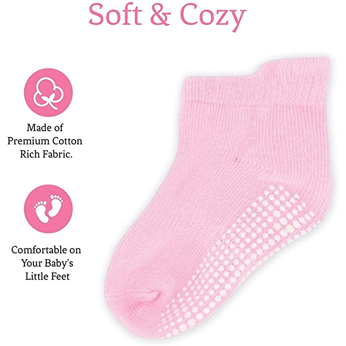 Rising Star Baby Socks 6-12 Months 12-24 Months Toddler Socks Non Slip Grip Ankle Socks for Kids Infant Boys & Little Girls