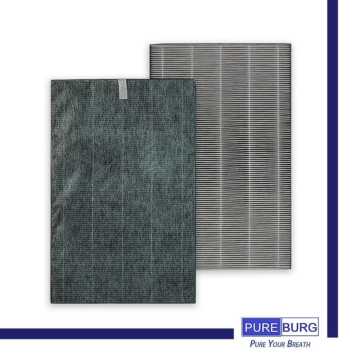 PUREBURG Replacement True HEPA Filter Kit Compatible with Sharp KC-850U & KC-C100U PlasmaCluster Air Purifier,Part # FZ-C100HFU FZ-C100DFU FZ-C100MFU