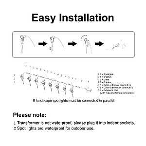 SUNTHIN Outdoor Landscape Lighting, 8 Pack LED Spot Lights Kit for Garden, Yard, House, Lawn, Tree, Flags, Fence Use, Warm White, IP65 Waterproof