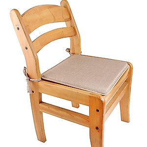 Hruile Set of 2 Chair Cushions, Kitchen Dining Chair Pads with Straps, 40 x 40cm Seat Pads Seat Cushions for Indoor Outdoor Living Room Home Garden Office,Brown