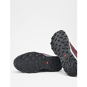 Salomon Outline Hiking Shoes for Women, Wine Tasting/Quarry/Green Gables, 5