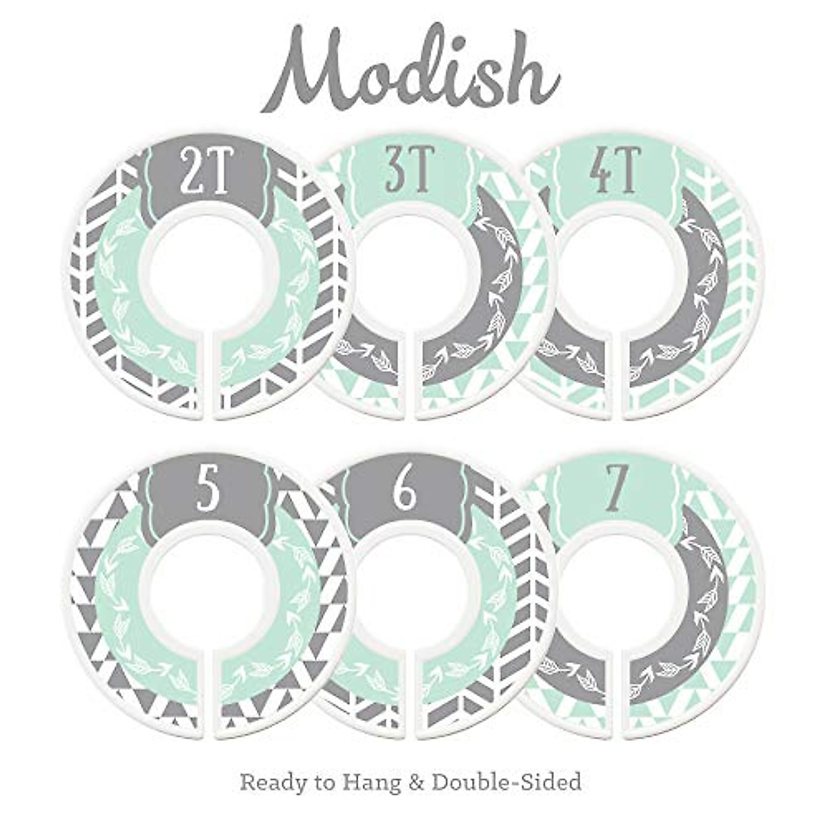Modish Labels Kids Clothes Size Dividers, Clothes Organizer Kids, Closet Size Dividers, Closet Organizer System, School Clothes, Gender Neutral, Boy, Girl, Woodland, Arrows, Mint, Gray (Toddler/Child)