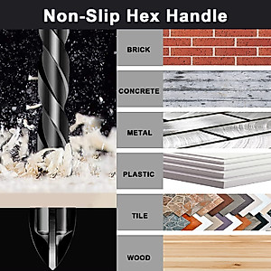 10 Pcs Masonry Drill Bits, Concrete Drill Bit Set Tungsten Carbide Tip Work with Concrete, Stone, Carbide Drill Bit Set for Glass, Brick, Tile, Plastic, Ceramic and Wood Size 1/4 inch