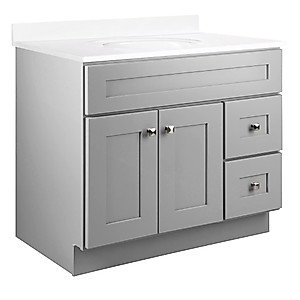 Design House 587097 Bath Unassembled Modern 2-Door 2-Drawer Bathroom Shaker Vanity Cabinet Only, 36 x 21,Grey