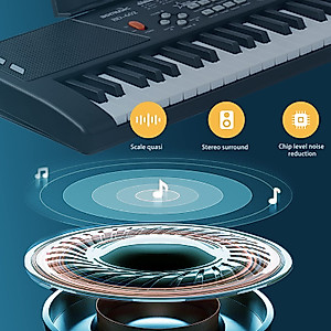 UIOTYO 61 keys piano keyboard, keyboard piano for beginners, portable piano keyboard with built-in dual speakers and microphone Keyboard Piano Teaching Gift for Beginners