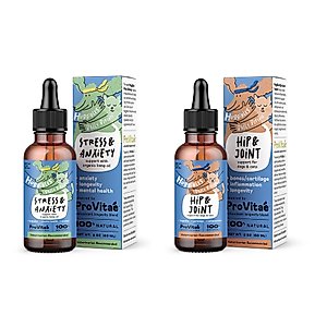 HUGGIBLES Stress & Anxiety and Hip & Joint Liquid Bundle for Dogs & Cats, for Calming Anxiety and Stress, Mobility Support, Promotes Longevity