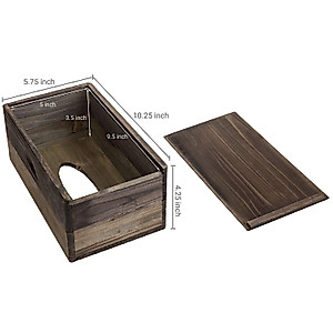 MyGift Rustic Dark Torched Wood Rectangular Tissue Box Holder Cover, Bathroom Facial Tissue Box Cover with Easy Refill Slide Out Bottom