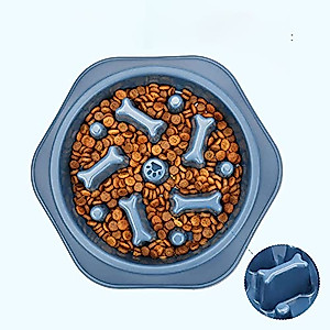 FUUIE Bowls for Food and Water Pet Dog Bowl Dog Slow Feeder Bowl Puppy Cat Slow Eating Dish Bowl Anti-Gulping Food Plate Feeding Dog Cat Food Bowl Pet Supplies (Color : Blue)