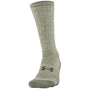 Under Armour Adult Hitch Coldgear Boot Socks, 2-Pairs , Khaki Base/Marine Od Green , Large