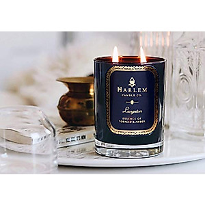 Harlem Candle Company Langston Luxury Scented Candle, Double Wick, 12 oz Navy Blue Glass Jar, Soy Wax, Gift Box, Scents of Clove, Vanilla, Jasmine, Sandalwood and Amber