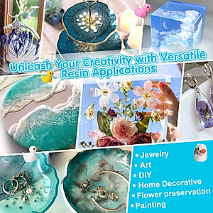 Teexpert Epoxy Resin Crystal Clear: 64OZ Epoxy Resin kit Fast Curing Heat Resistant for Casting Coating Art DIY Craft Jewelry Wood Table Top Flower Preservation- 2 Part(32OZ Resin and 32OZ Hardener)